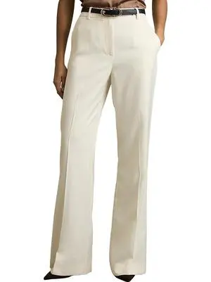 REISS Millie Wide Leg Trousers - Cream