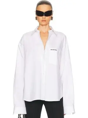 Balenciaga Long Sleeve Regular Shirt - White