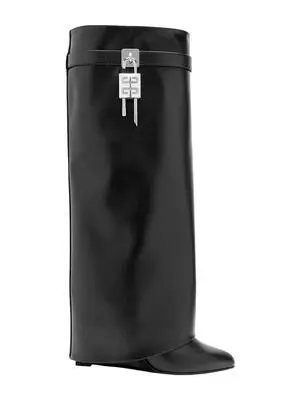 Givenchy Shark Lock 90 Leather Knee-high Boots - Black