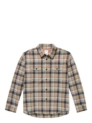 Visvim Checked Wool And Linen-blend Shirt - Brown