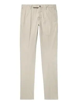 SLOWEAR Venezia 1951 Slim-fit Cotton-blend Poplin Trousers - Neutrals