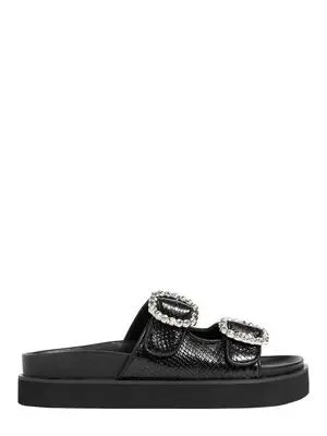 Maje Buckled Snake-effect Leather Sandals - Black