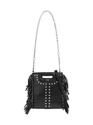 Maje Crystal-embellished Fringed Leather Tote - Black