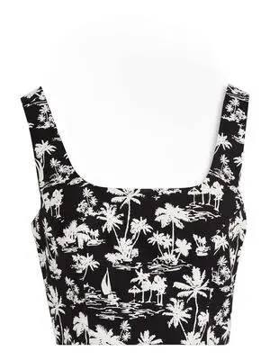 Maje Cropped Printed Top - Black