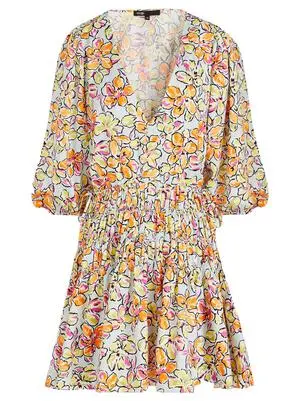 Maje Cutout Floral-print Mini Dress - Orange
