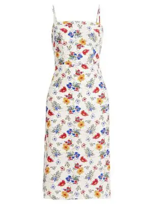 HVN Nora Floral-print Silk-satin Dress - Ivory