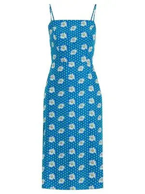 HVN Nora Printed Silk Dress - Azure