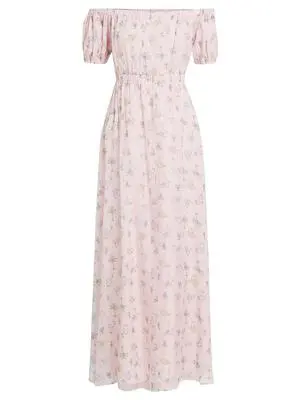 HVN Nancy Off-the-shoulder Maxi Dress - Baby Pink