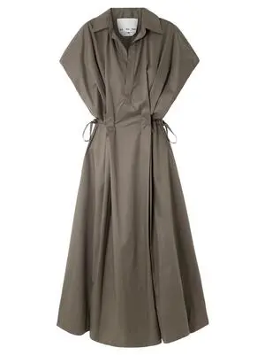 Sasuphi Giulia Pleated Cotton-poplin Midi Shirt Dress - Gray