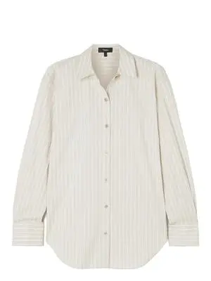 Theory Striped Cotton-blend Poplin Shirt - Neutrals