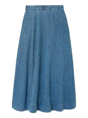 RÓHE Denim A-line Midi Skirt - Blue