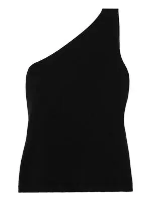 RÓHE One-shoulder Draped Merino Wool-blend Top - Black