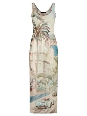 Philipp Plein Abstract-print Midi Dress - Neutrals