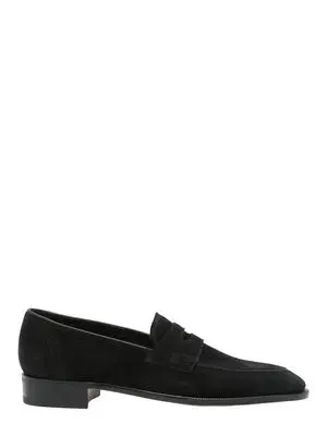 John Lobb Suede Loafers - Black