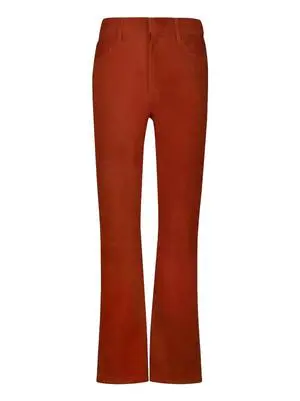 PAULA Suede Flared Trousers - Red