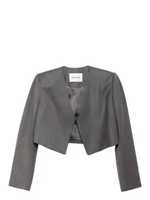 LOW CLASSIC Collarless Cropped Jacket - Grey