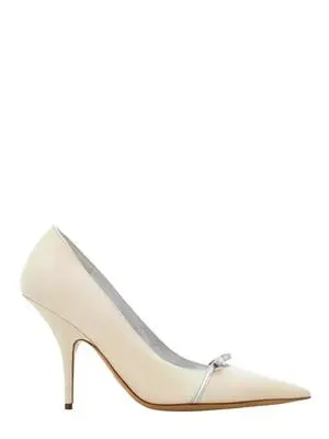 FERRAGAMO Bow-detail Pointed-toe Pumps - Neutrals