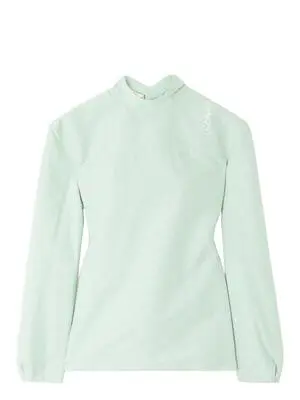 Marni Embroidered Cotton-blend Jacquard Blouse - Green