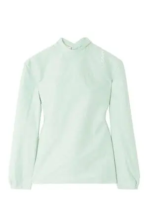 Marni Marni Embroidered Cotton-Blend Jacquard Blouse Mint