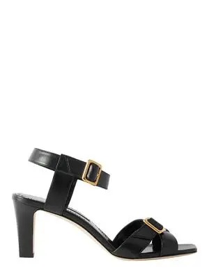 Manolo Blahnik Shbealo 70 Buckled Leather Sandals - Black