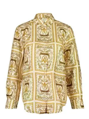 PAULA Silk Graphic Print Shirt - Neutrals