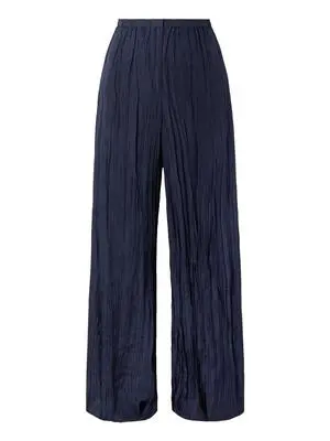 JOSEPH Joseph Thoresby Crinkled Silk-habotai Pants Navy
