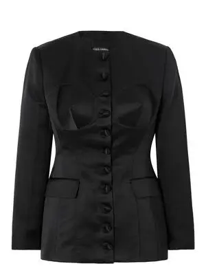Dolce & Gabbana Padded Silk-satin Blazer - Black