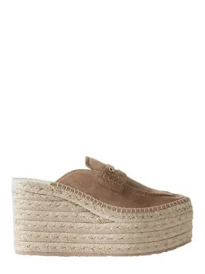 GIANVITO ROSSI Gianvito Rossi Maxilla 105 Suede Espadrille Wedge Mules Camel