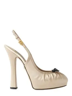 Dolce & Gabbana Bow-embellished Slingback Pumps - Cream