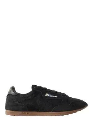 AUTRY Windspin Leather-trimmed Brushed Suede Sneakers - Black