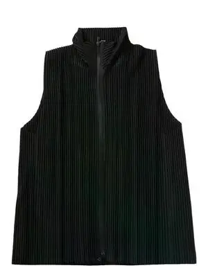 Issey Miyake Pleated Zip Vest - Black