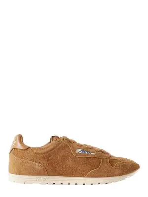 AUTRY Autry Windspin Leather-Trimmed Perforated Suede Sneakers Camel