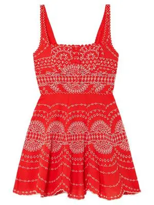 Charo Ruiz Ibiza Winnie Broderie Anglaise Mini Dress - Red