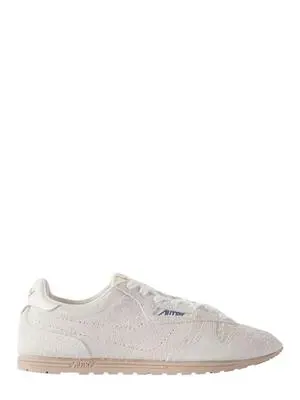 AUTRY Windspin Leather-trimmed Perforated Suede Sneakers - White