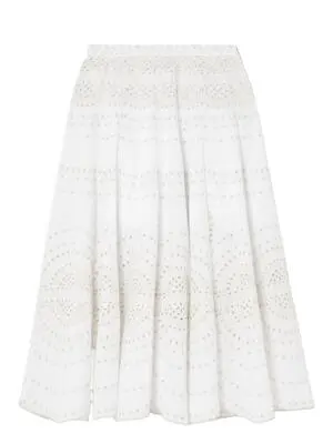 Charo Ruiz Ibiza Livvy Broderie Anglaise Cotton-blend Midi Skirt - Neutrals