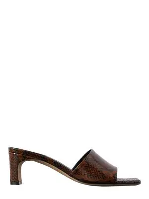 AeydĒ Aeyde Jeanie Snake-Effect Leather Mules Chocolate