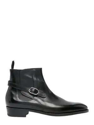 John Lobb Side-buckle Polished Leather Boots - Black