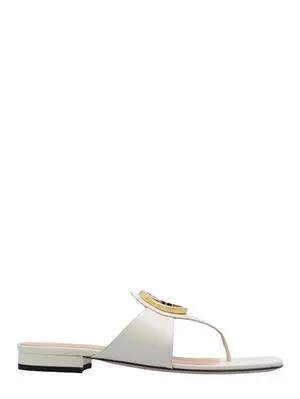 Gucci Blondie Thong Leather Sandals - White