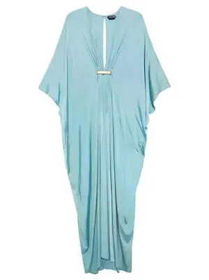 TOM FORD V-neck Draped Dress - Blue