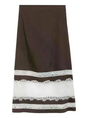 Lorena Antoniazzi Lace-detail Midi Skirt - Brown