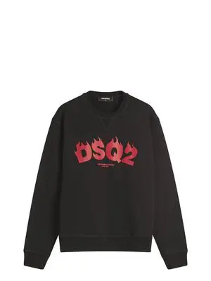 Dsquared2 Flames Logo Cool Fit Crew Sweatshirt - Black