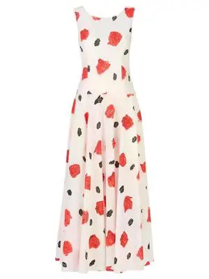 Marni Rose-print Midi Dress - White