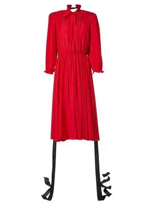 Balenciaga Bow-detail Lace-up Silk Midi Dress - Red