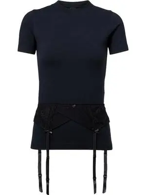 Balenciaga Lingerie Cotton-blend Jersey T-shirt - Black