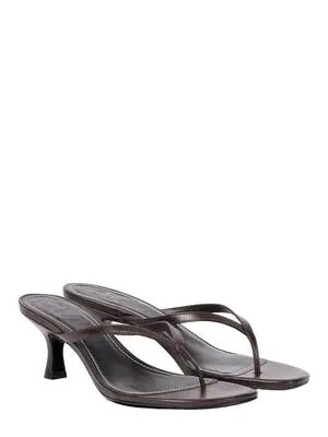 Staud Freja 60 Leather Mules - Brown