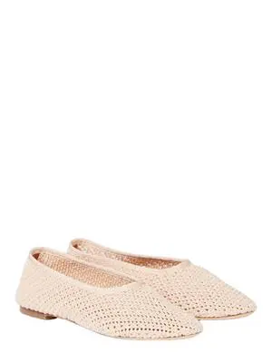Staud Alba Crochet Ballet Flats - Beige