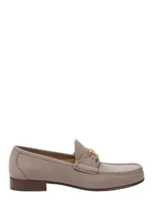 Valentino Garavani Valentino Garavani VLogo Leather Loafers Grey