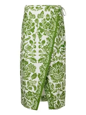 FARM RIO Farm Rio Tapestry Linen-Blend Midi Skirt