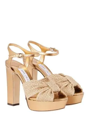 JIMMY CHOO Heloise 120 Platform Sandals - Gold