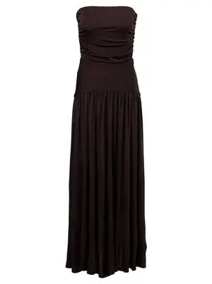 Staud Mariana Shirred Maxi Dress - Brown
